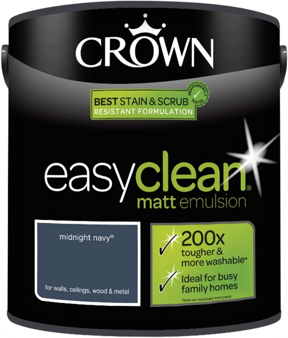 2.5L CROWN Easy Clean MATT Emulsion Multi Surface Paint That can be ...