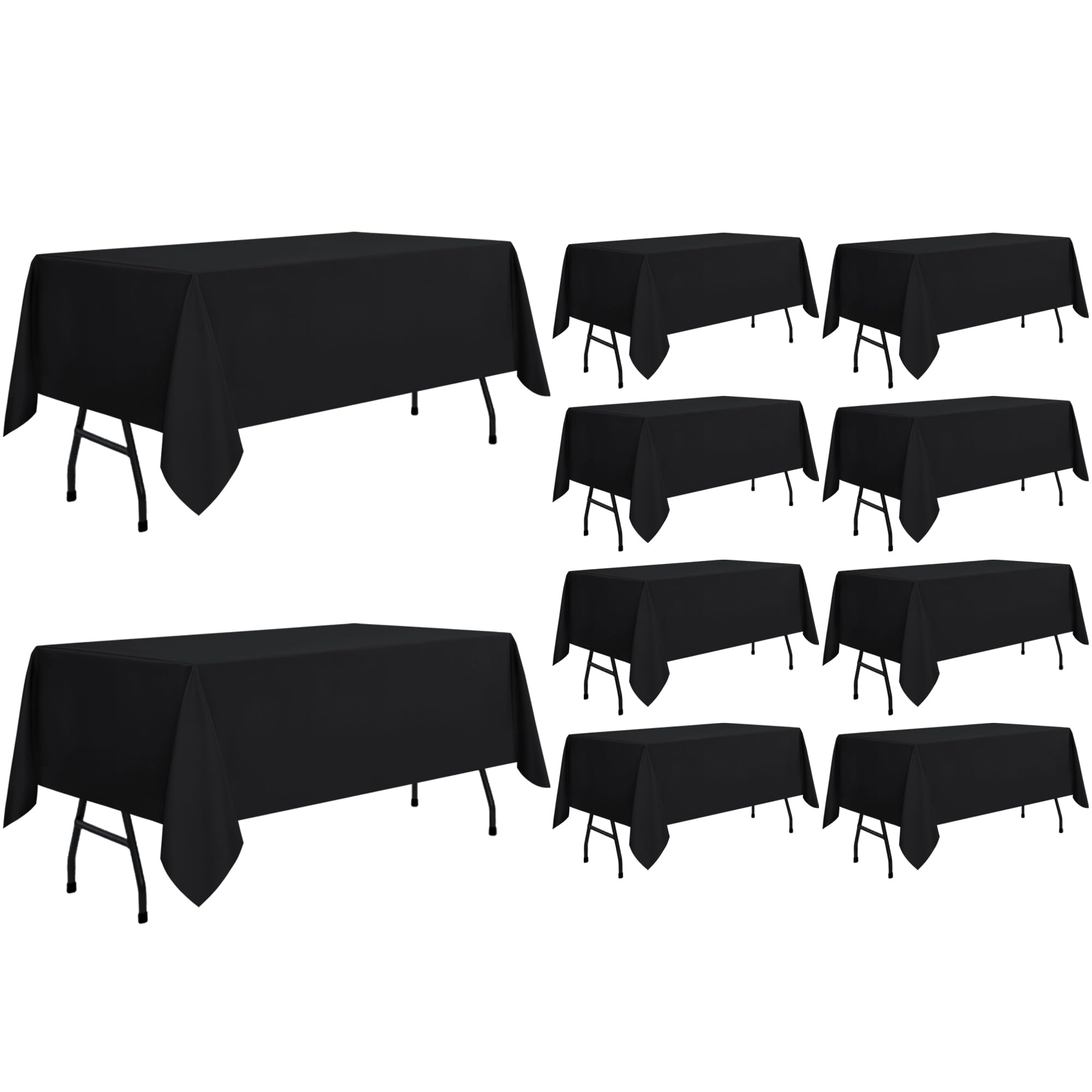 sancua 10 Pack Black Tablecloth 60 x 84 Inch, Rectangle Table Cloth for ...