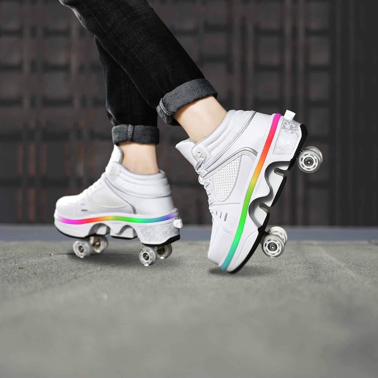 Snapklik.com : Double-Row Deform Wheel Automatic Walking Shoes ...