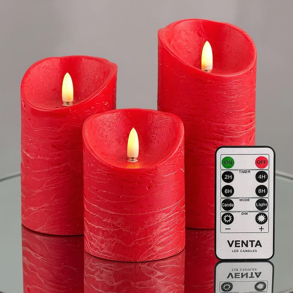 Red Unscented Flameless Candles With Remote Control Flameless Candles