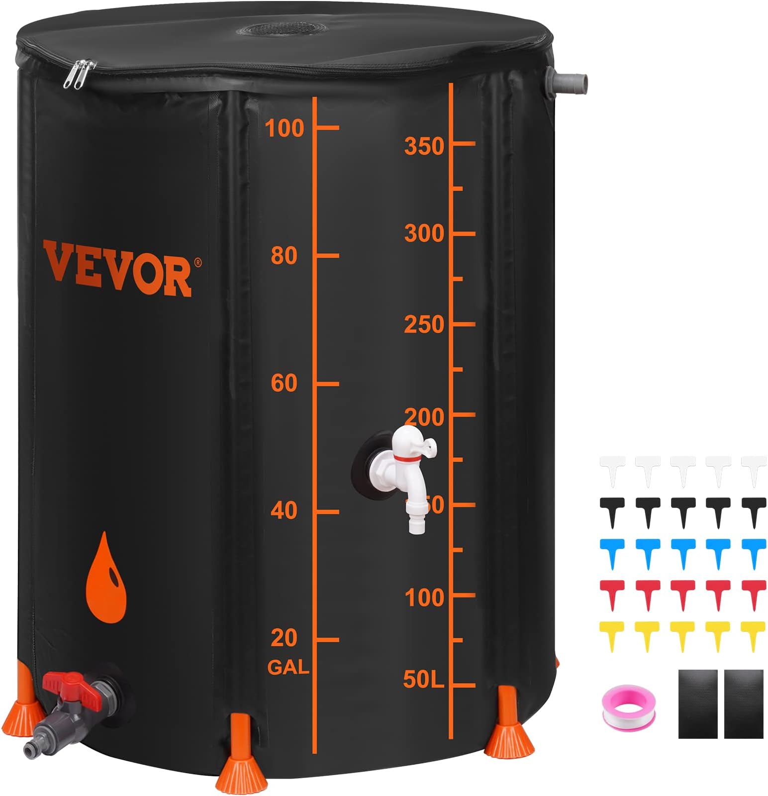 Amazon.com: VEVOR 100 Gallon Collapsible Rain Barrel, Portable ...