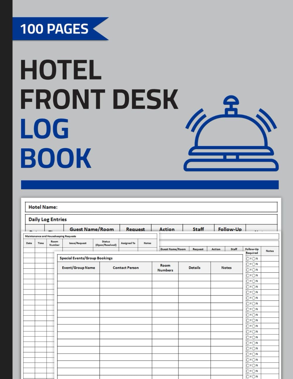 Hotel Front Desk Log Book: Record Daily Operations, Guest Check-In ...