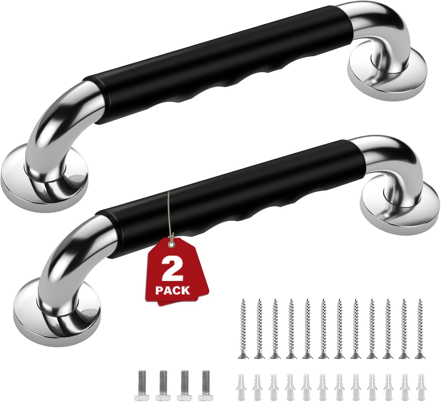 Amazon.com: 2 Pack 12 Inch Grab Bars for Bathtubs and Showers, Anti ...