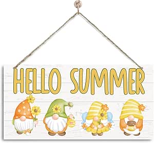 Amazon.com: Summer Decor, Hello Summer Hanging Sign, Decorative Wall ...
