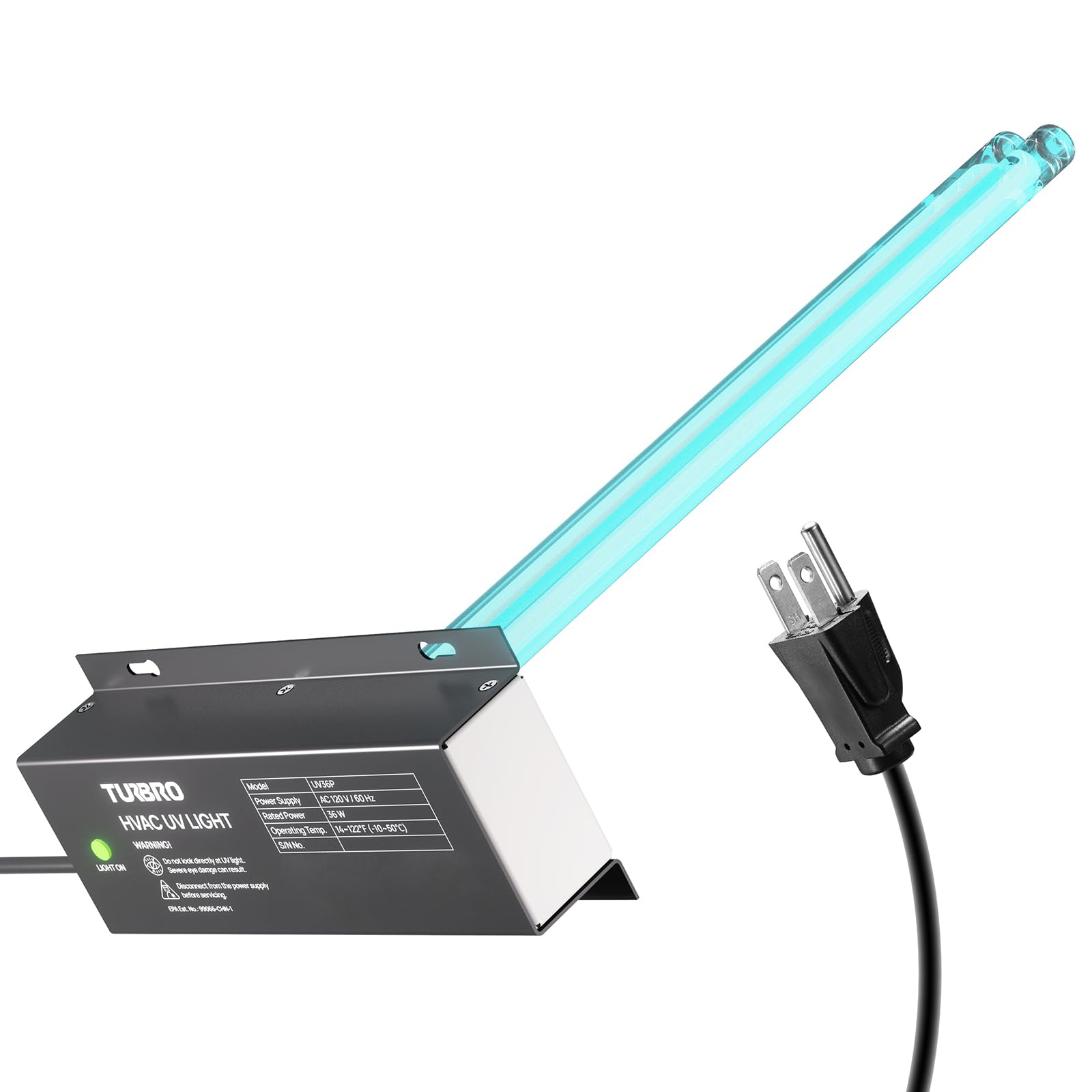 TURBRO AC 120V 36W HVAC UV Light Kit Air Purifier, Comes with a 4-Pin ...