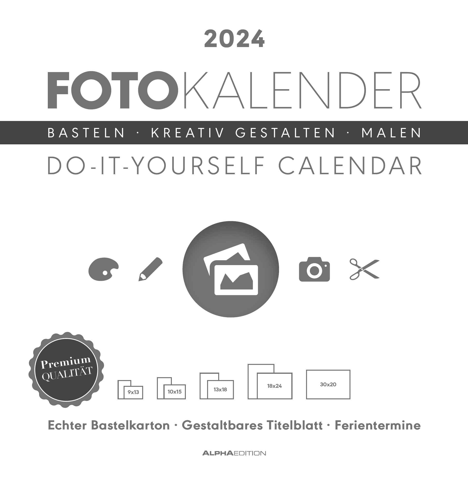 Foto-Bastelkalender weiß 2024 - Do it yourself calendar 32x33 cm ...