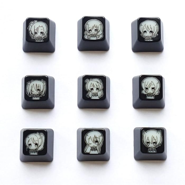 Buy Keycaps 9 Keys Custom Transparent Key Cap US Personality Cartoon ...