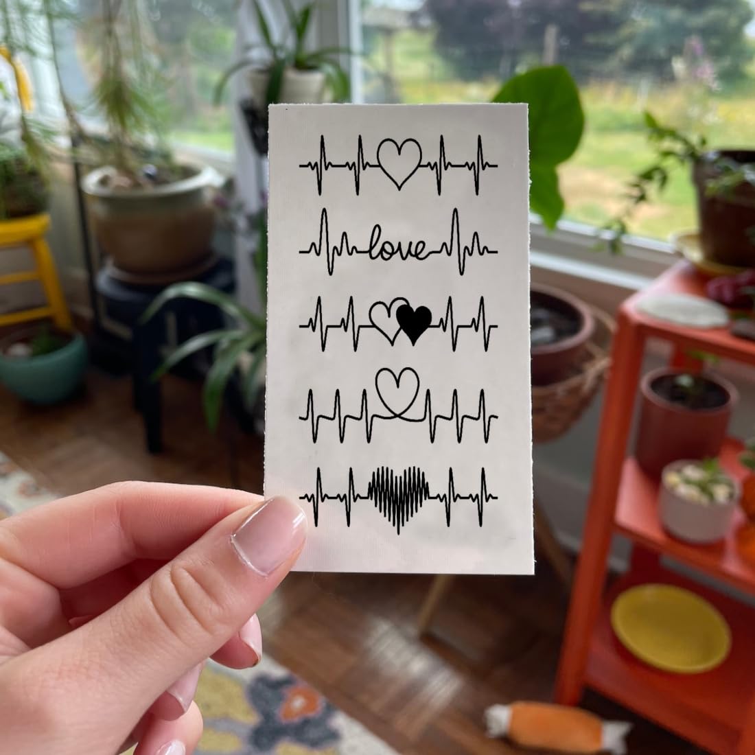 Love Lifeline Tattoos Heartbeat Line Waterproof Temporary Tattoo