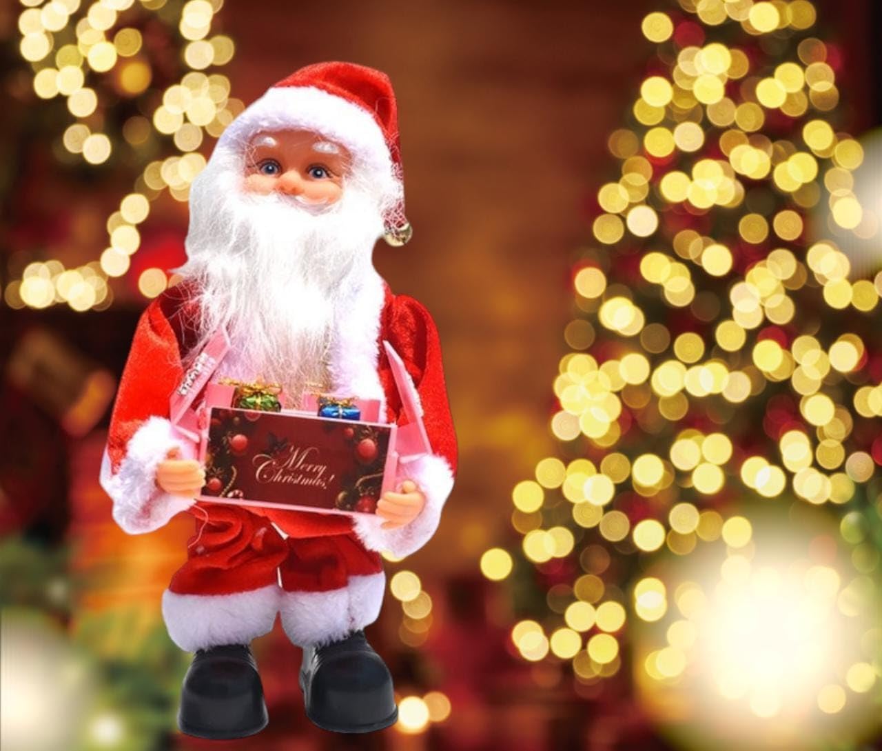 Buy Mahdiya Santa Electric Music Doll - Festive Christmas Decoration in Red Velvet Cloth - Gift ...