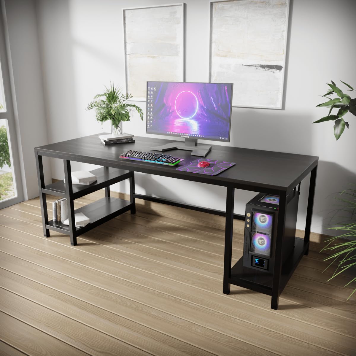 Riyan Luxiwood® Jackson Computer Table with Open Storage Made MDF I ...