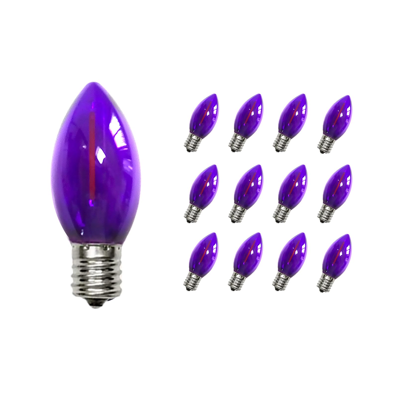 CHYParty 12 Pack C7 Replacement Bulbs, Clear Black Purple Led Light ...