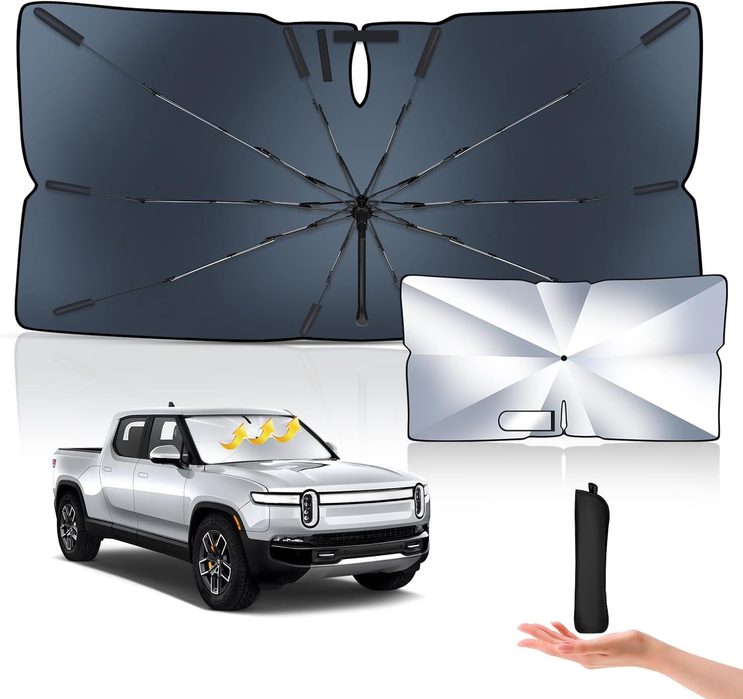 Amazon.com: Windshield Sunshade Umbrella Compatible with Rivian R1T ...