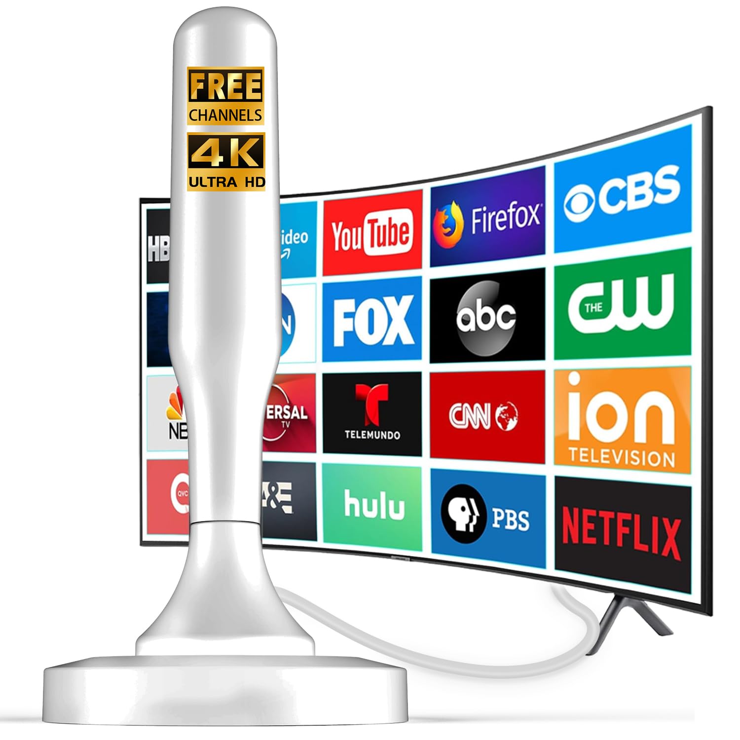 Amazon.com: HIDB TV Antenna for Smart TV Indoor, Strong Magnetic Base Indoor TV Antenna for Easy ...
