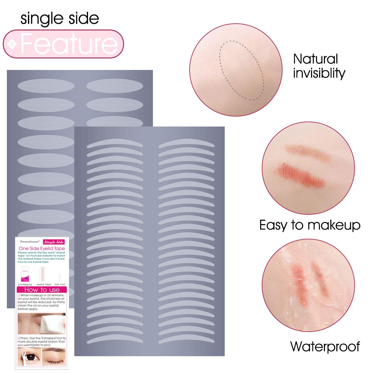 Buy Eyelid Tape, Lace 6Packs One/Two Side Sticky Invisible Eyelid Lift ...