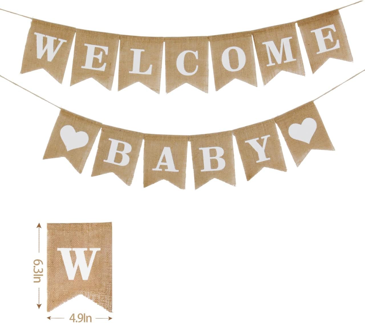 Amazon.com: 3 Pieces Welcome Baby Banner Gift Burlap Banner Baby Shower ...