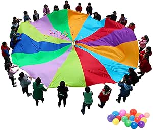 Amazon.com : WOBDAK Toy Parachute for Kids 6-40ft, Kids Play Rainbow ...