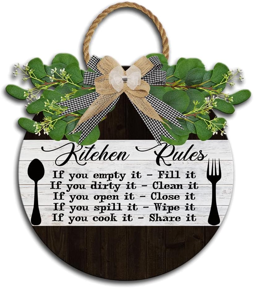 Amazon.com: Shang Pin Kitchen Rules Wall Art Decor Sign Rustic ...