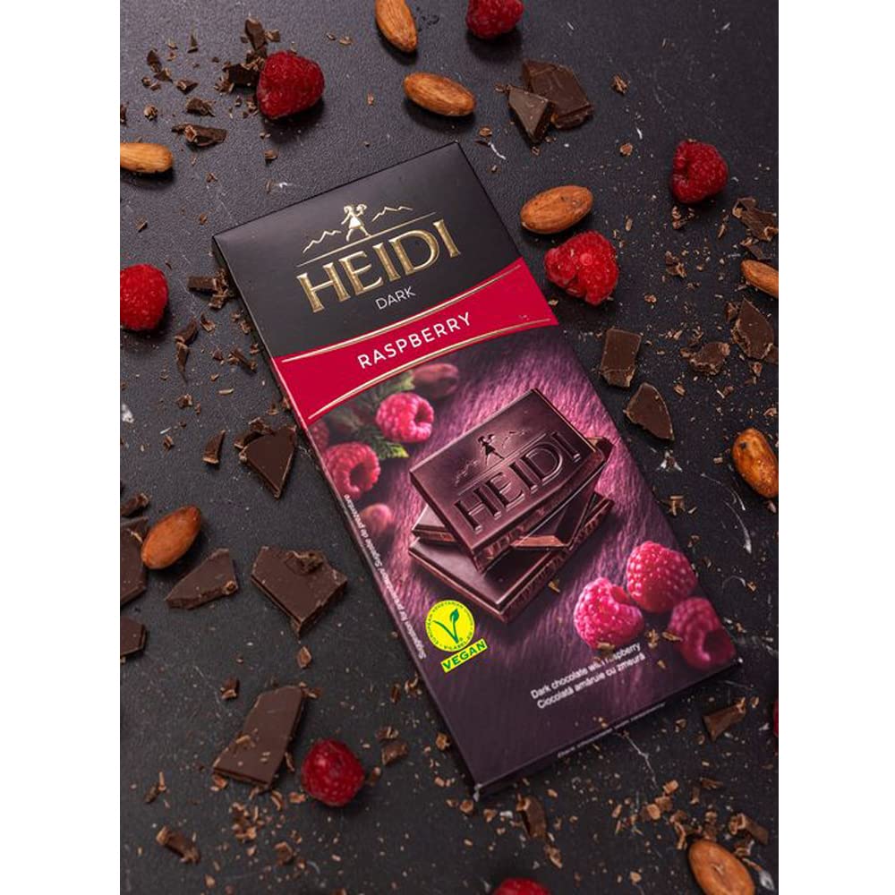 Heidi Raspberry Vegan Dark Chocolate 80g | Real Raspberry Fruit Pieces ...