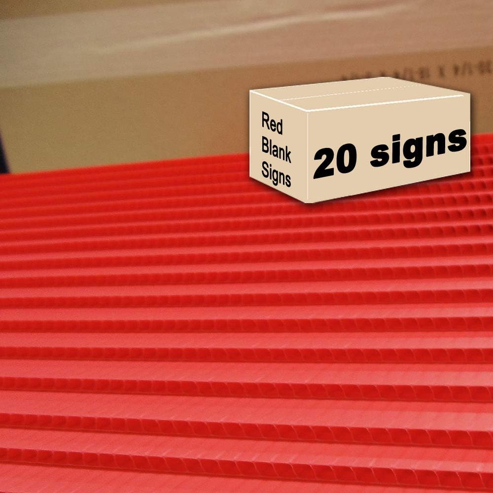 Amazon.com: Yard Signs Pack of 20 Red Blank Signs 18x24 inch x 4 mm ...