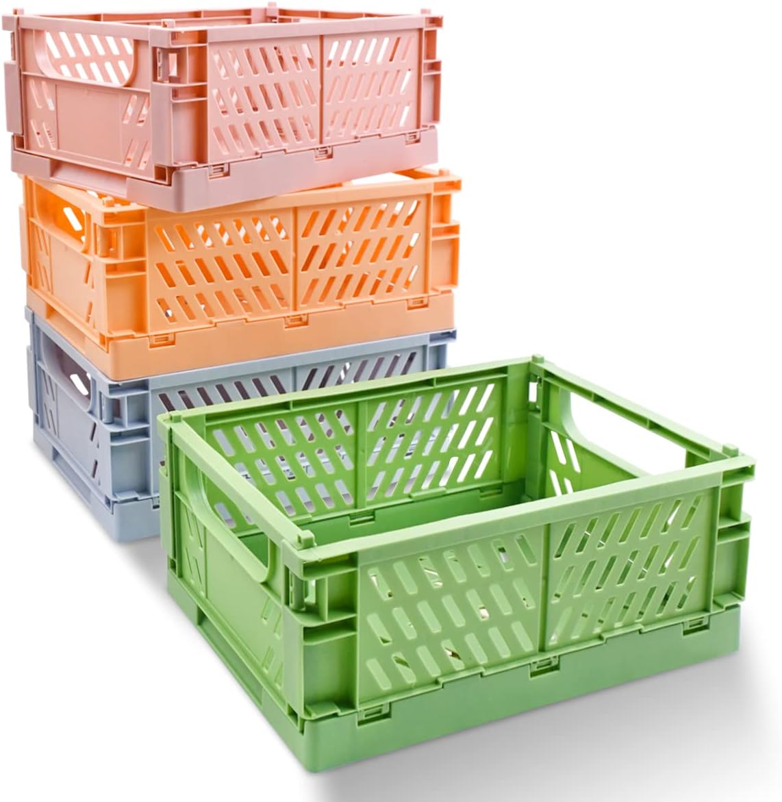 Lot de 4 paniers pliables en plastique – Bacs de rangement empilables ...