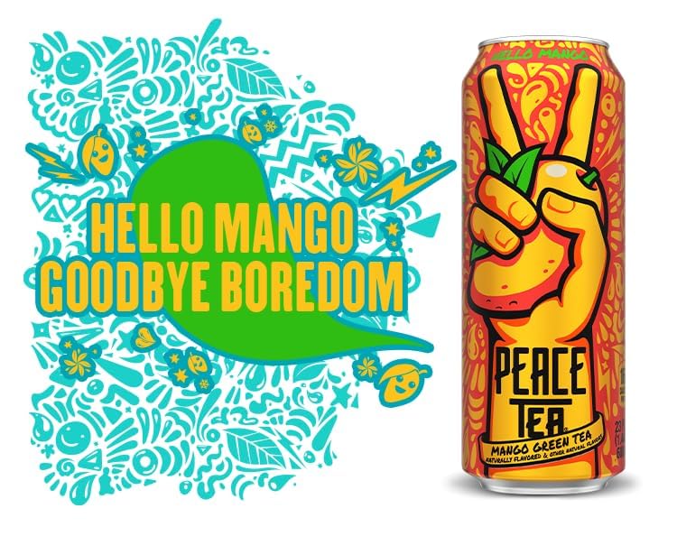 Peace Tea Latas, 23 onzas líquidas, paquete de 12 (Hello Mango) – Yaxa ...