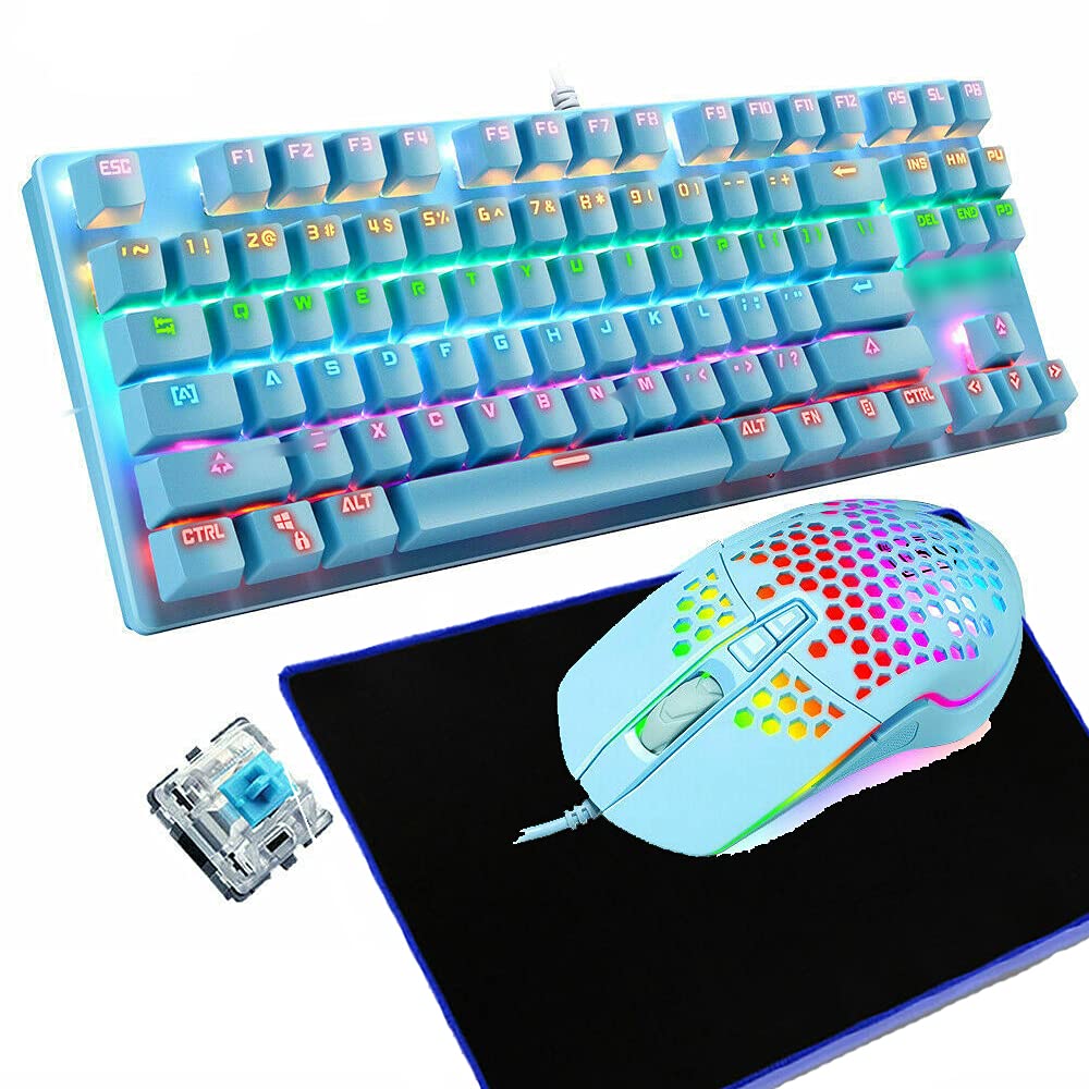 Amazon.in: Buy Wired Gaming Keyboard and Mouse Sets 87 Keys Rainbow ...