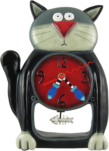 Amazon.com: Allen Designs Resin Wall Clocks Black Kitty Cat Pendulum ...