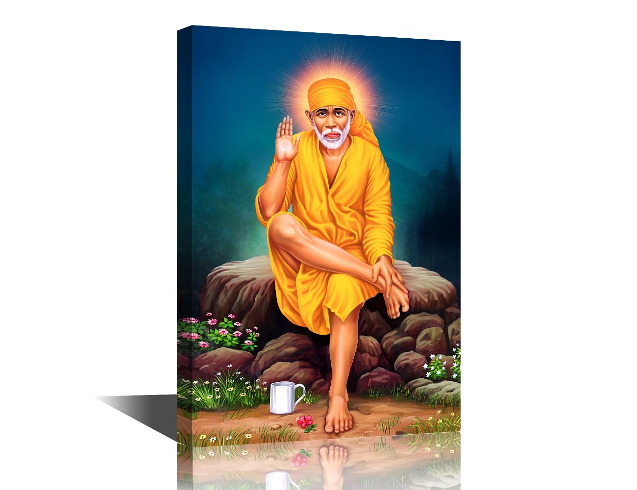 Buy Indian God Bedroom Decor Wall Art 1 Pieces Sai Baba Wall Decoration ...
