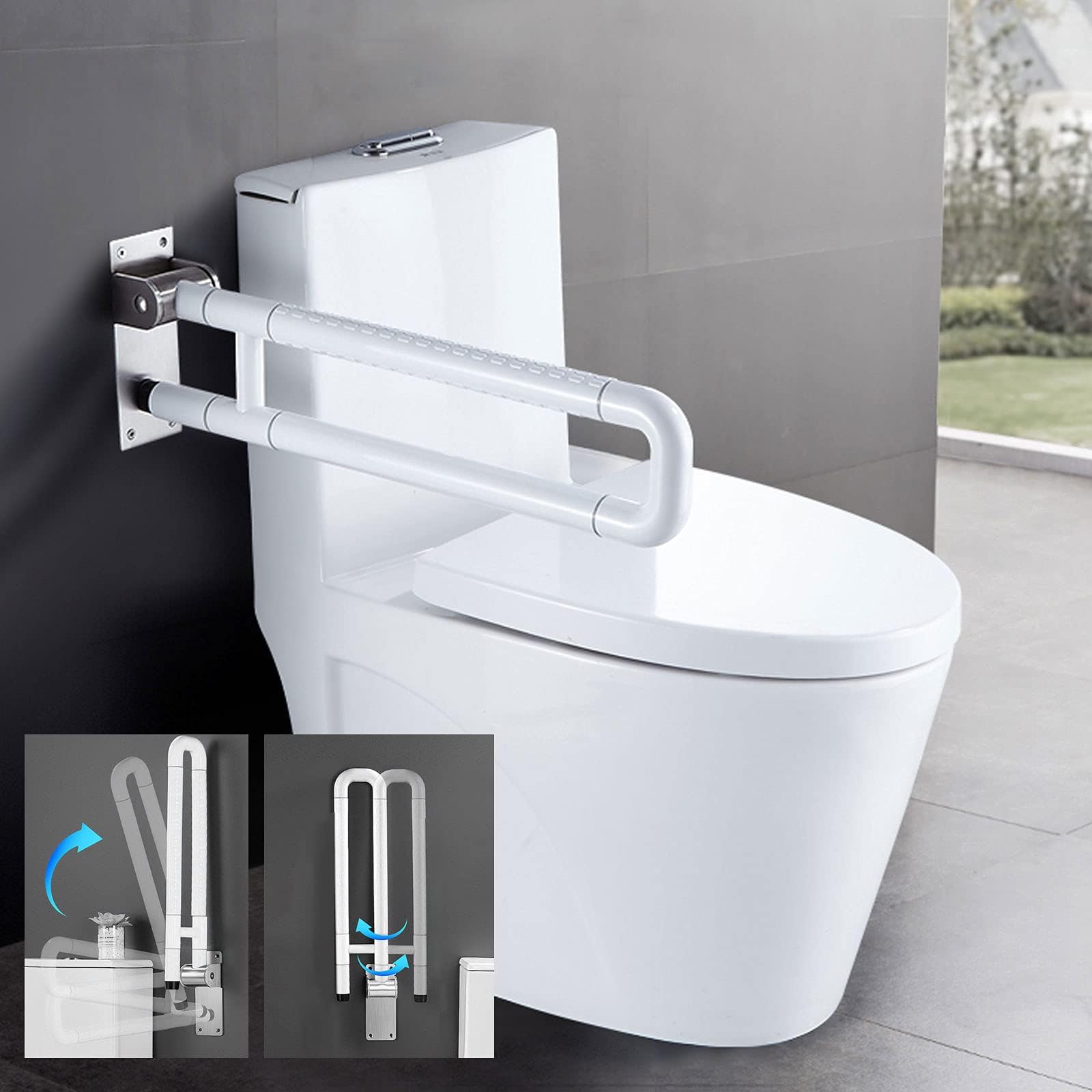 PEPE - Barre d'Appui WC Relevable (x1 unité, 75 cm), Barre WC Handicapé ...