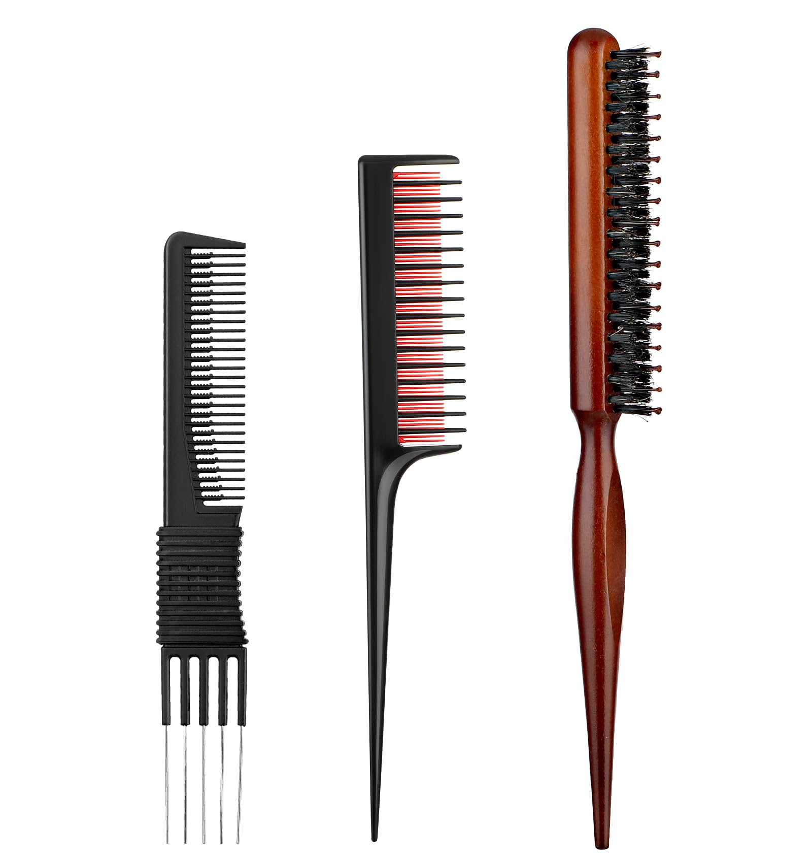 Amazon.com : Boar Bristle Teasing Combs Set - 3Pcs Fine Hair Rat Tail ...
