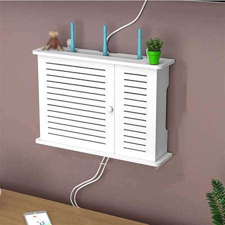 HTTDD Wireless Router Storage Box, WiFi Router Storage Boxes Wooden Box ...