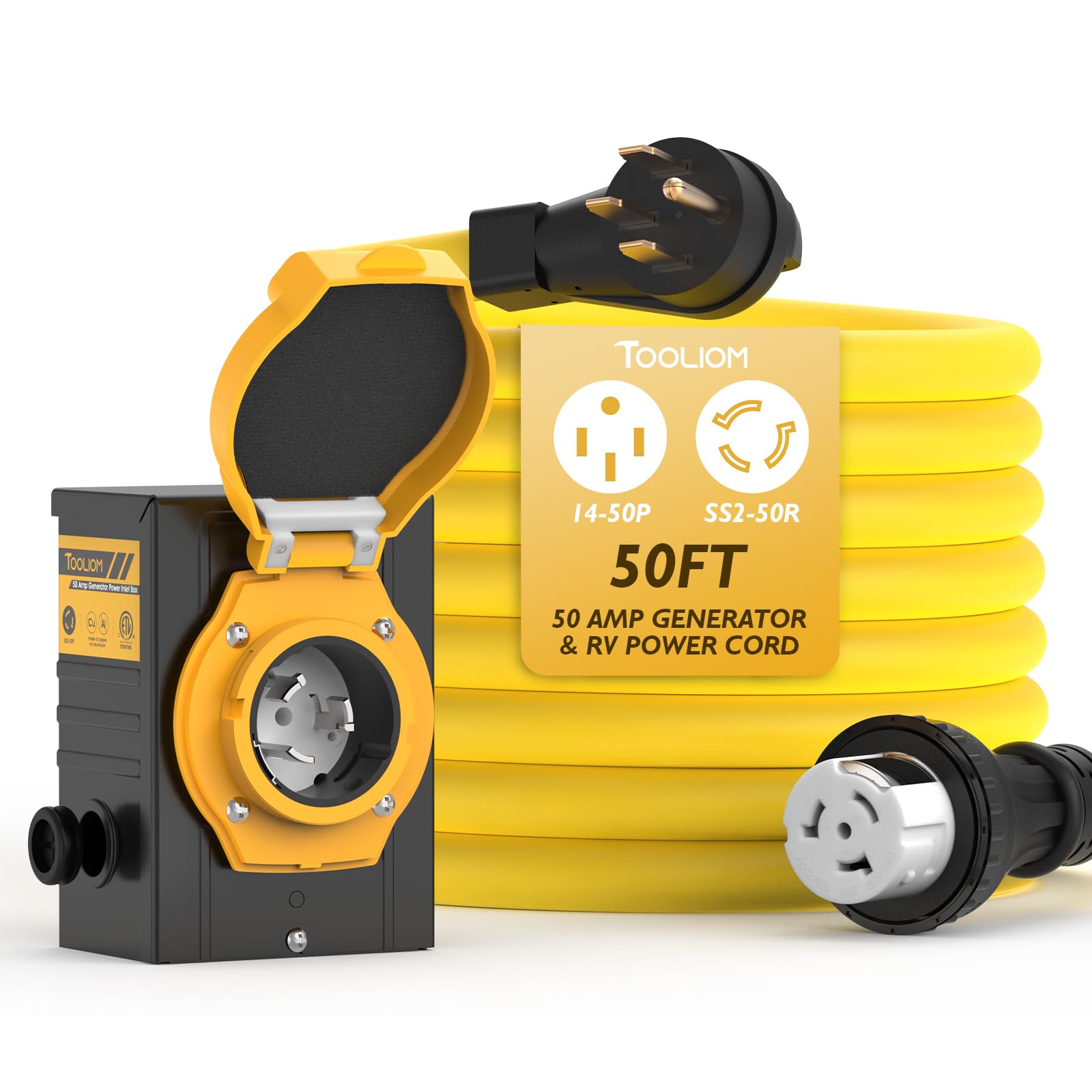 Amazon.com: TOOLIOM 50 Amp Generator Cord 50FT and 50 Amp Generator ...