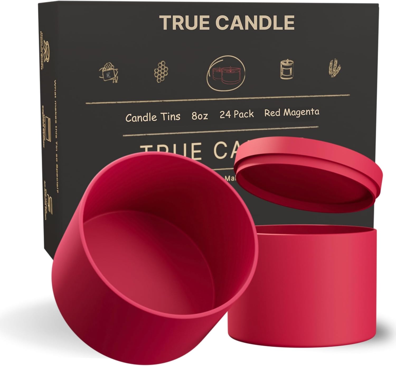 Amazon.com: True Candle Tins for Making Candles - 24 Pack of 8 oz Black ...