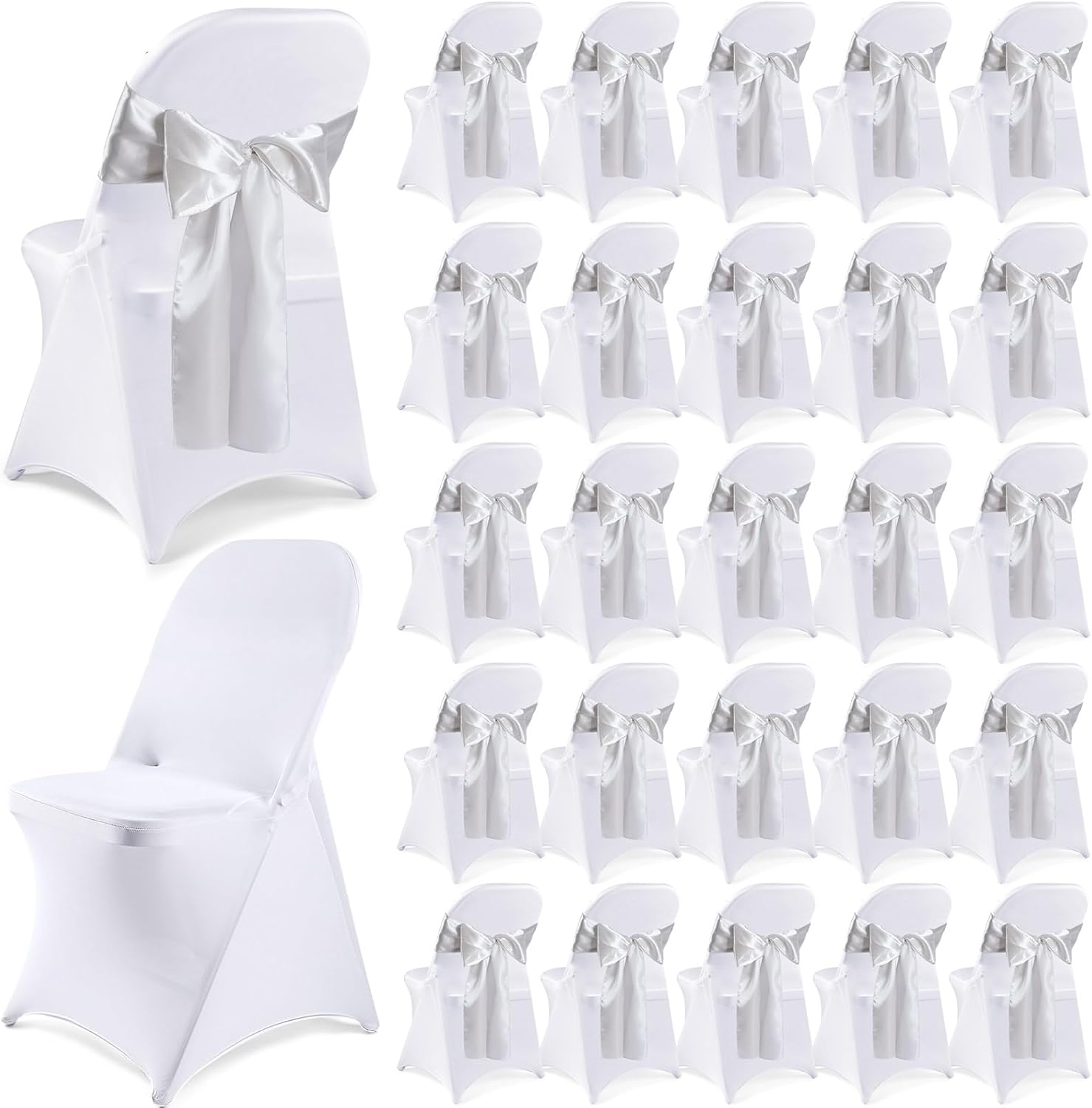 Amazon.com: Lounsweer 50 Pcs Folding Chair Cover Set with 25 Stretch ...