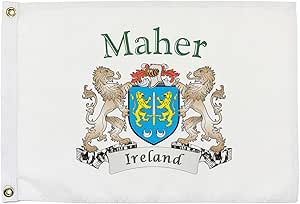 Amazon.com : Maher Irish Coat of Arms Small White Flag - 12"x18" inches ...