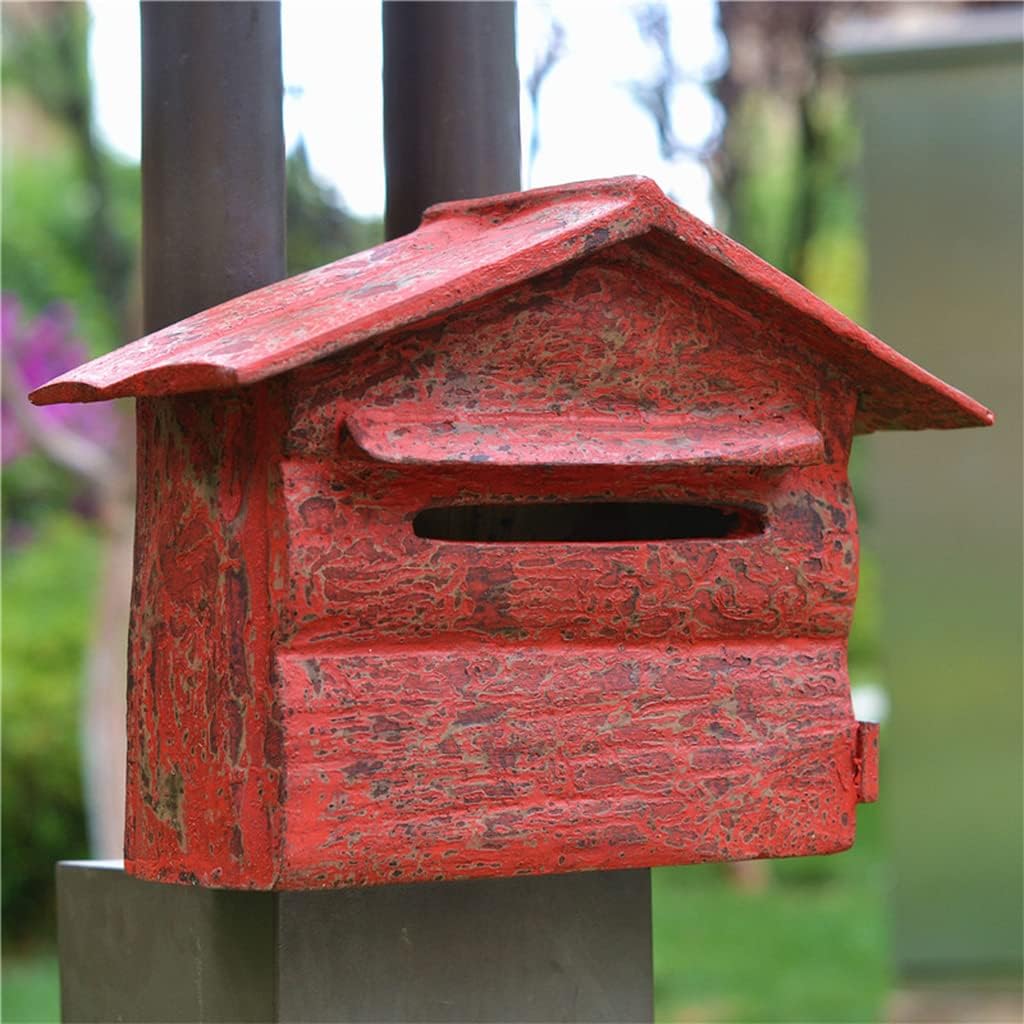 Buy Solid Wood House Mailbox Retro Wall Mount Lockable with Key Drop ...