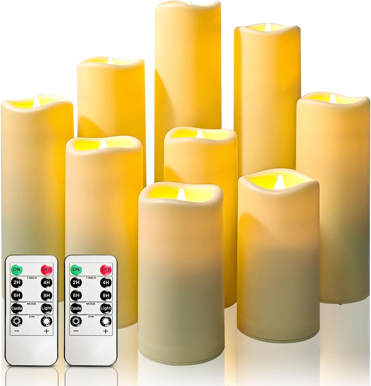 Waterproof Battery Flameless led Candles: Set of 9 Led Operated Pillar ...