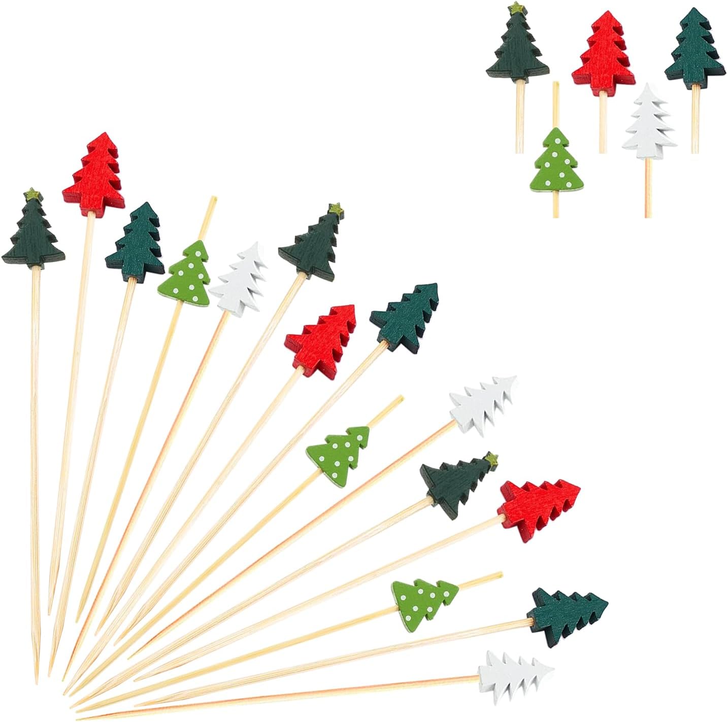 Amazon.com | Jiesky 100 Pcs 4.7in Christmas Tree Cocktail Picks,6 Kind ...