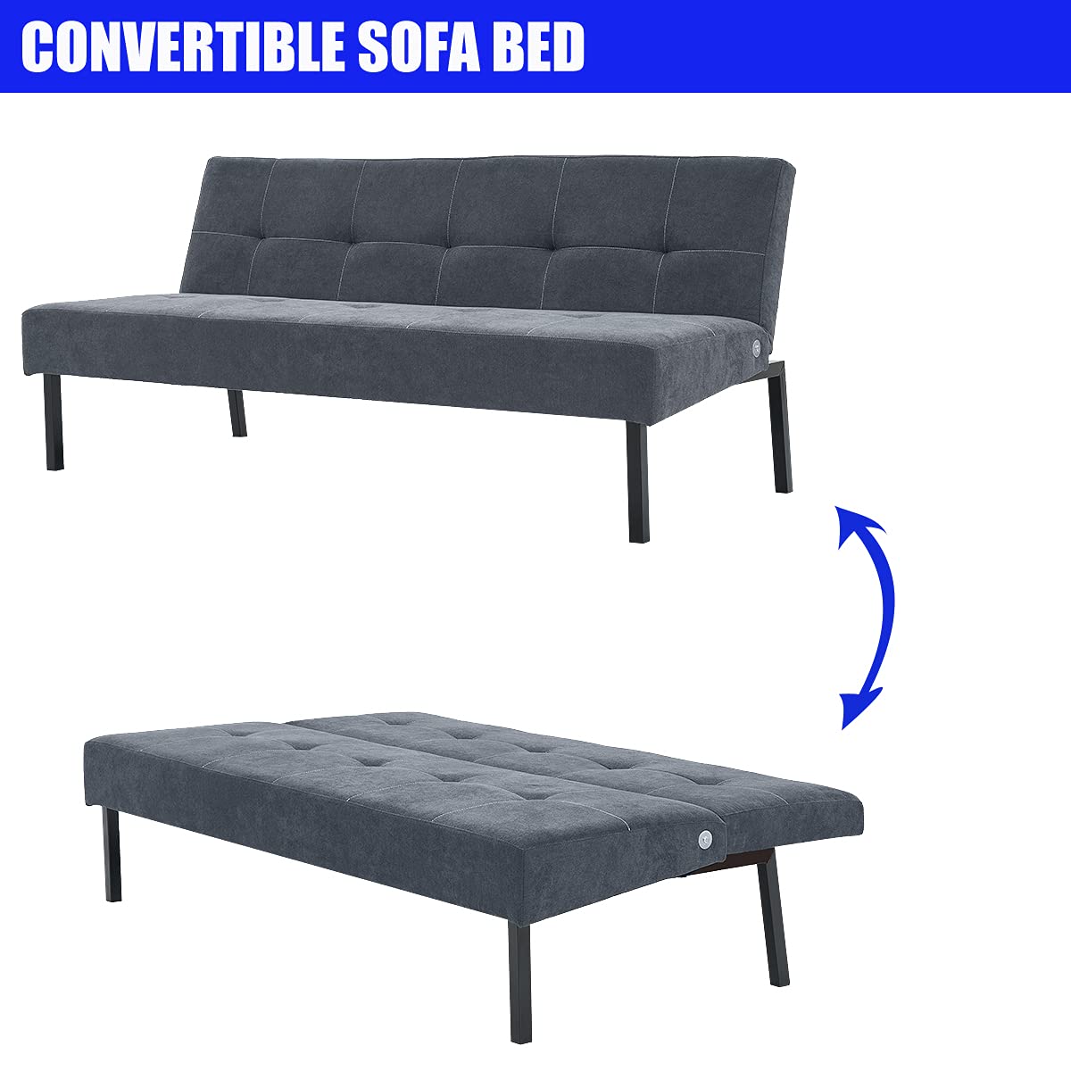 Snapklik.com : Panana Modern Convertible Futon Sofa Bed For Compact ...