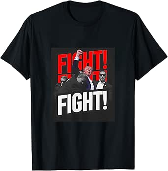 Amazon.com: Donald Trump Fight Fist Raised Never Give Up Classic ...