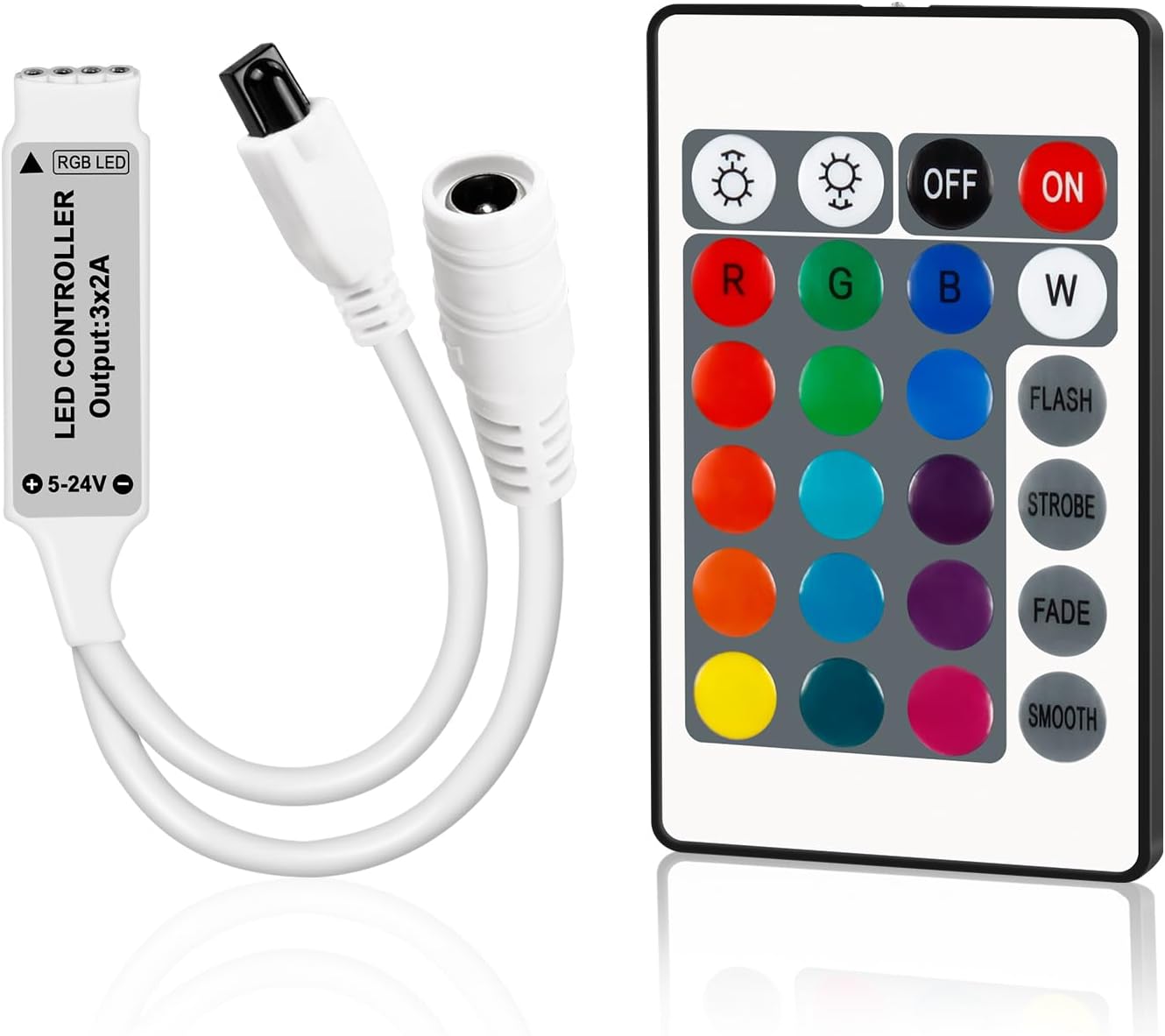 VIPMOON 24 Keys RGB LED Strip Light Wireless Dimmer Remote Controller ...