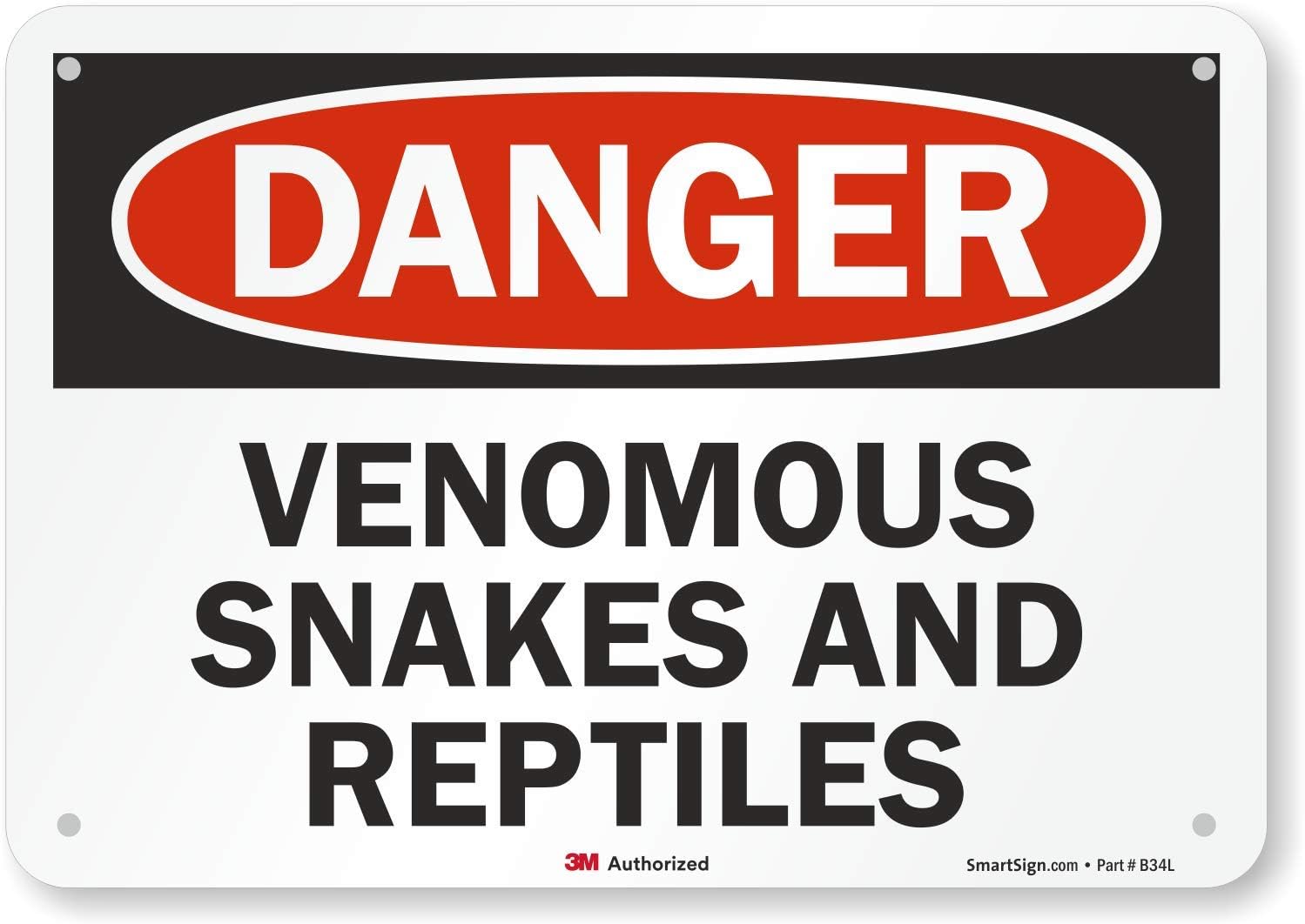 SmartSign “Danger - Venomous Snakes and Reptiles” Sign | 7" x 10" 3M ...