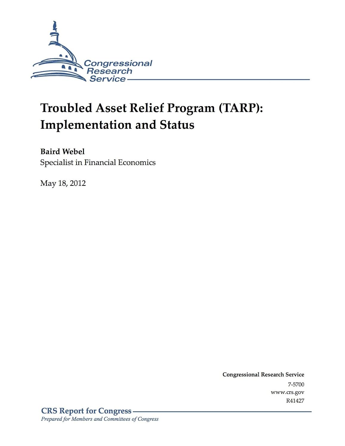 Amazon.com: Troubled Asset Relief Program (TARP): Implementation and ...