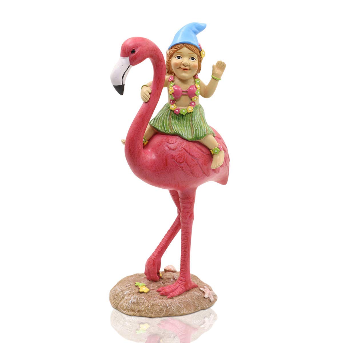 Buy Garden gnomes riding flamingo ornament, Adorable Summer gnome ...