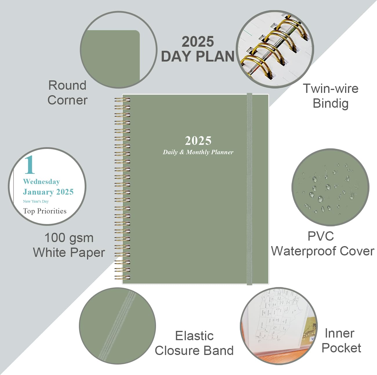 Snapklik.com : 2025 Daily & Monthly Planner, One Page Per Day, January ...