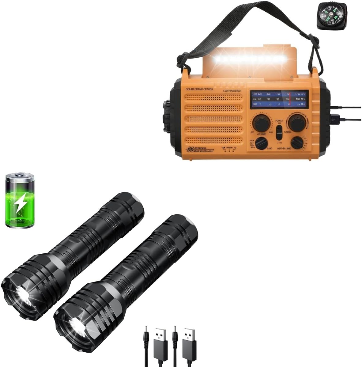 Amazon.com: 5000 Weather Radio, Solar Hand Crank 5-Way Power Emergency ...