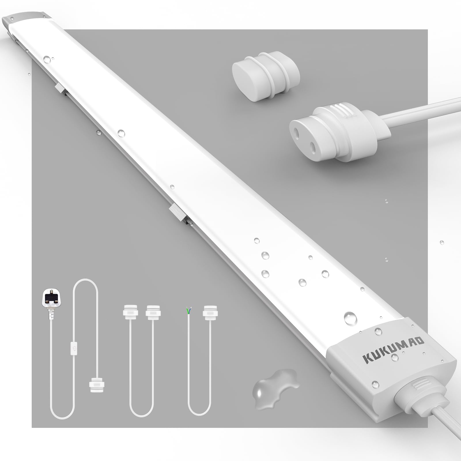 KUKUMAO LED Batten Light 5FT 45W with Plug,6000K Tube Light 5000LM ...