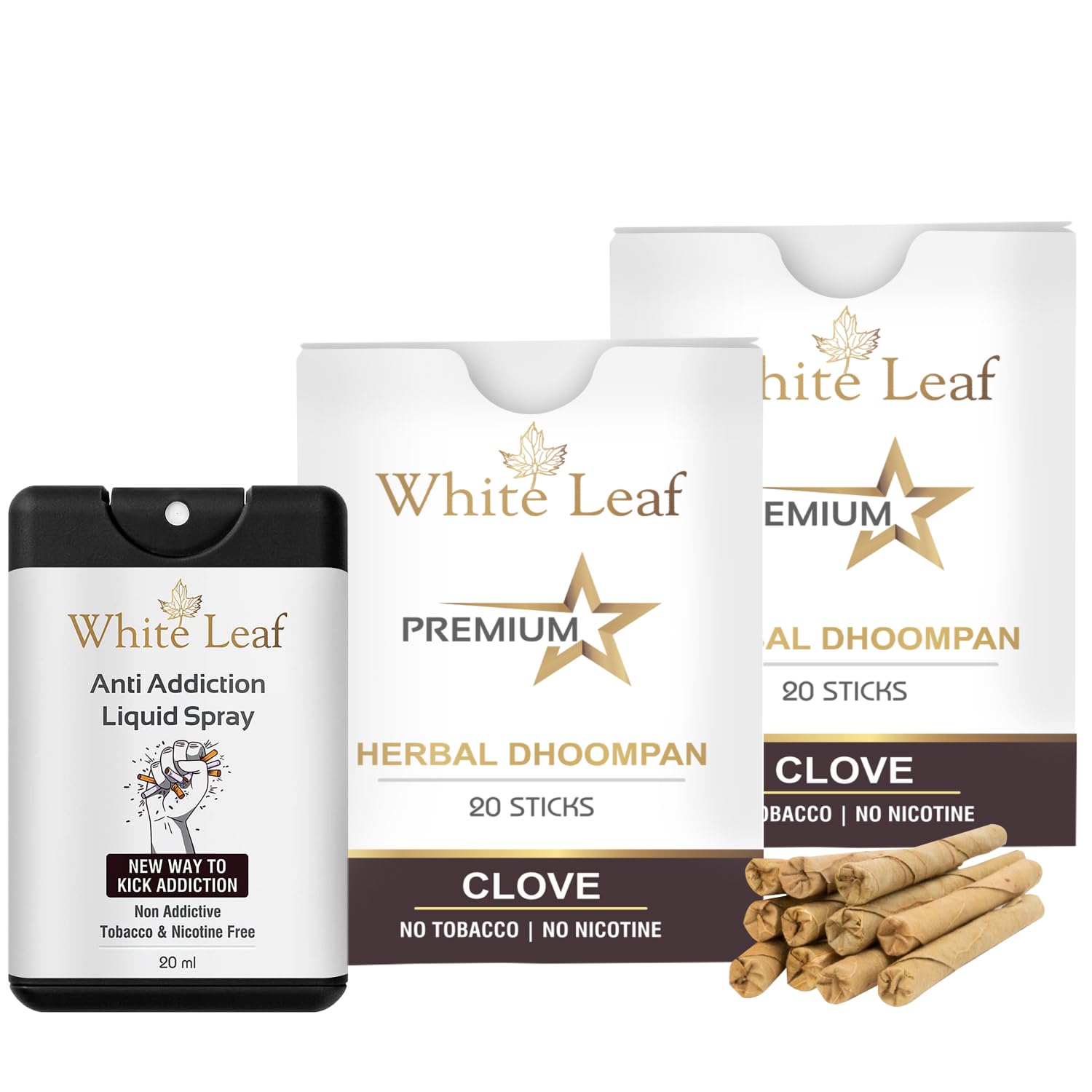 Buy White Leaf Ayurvedic & Herbal Bidi Smoke (Pack of 2 X 20 Bidi ...