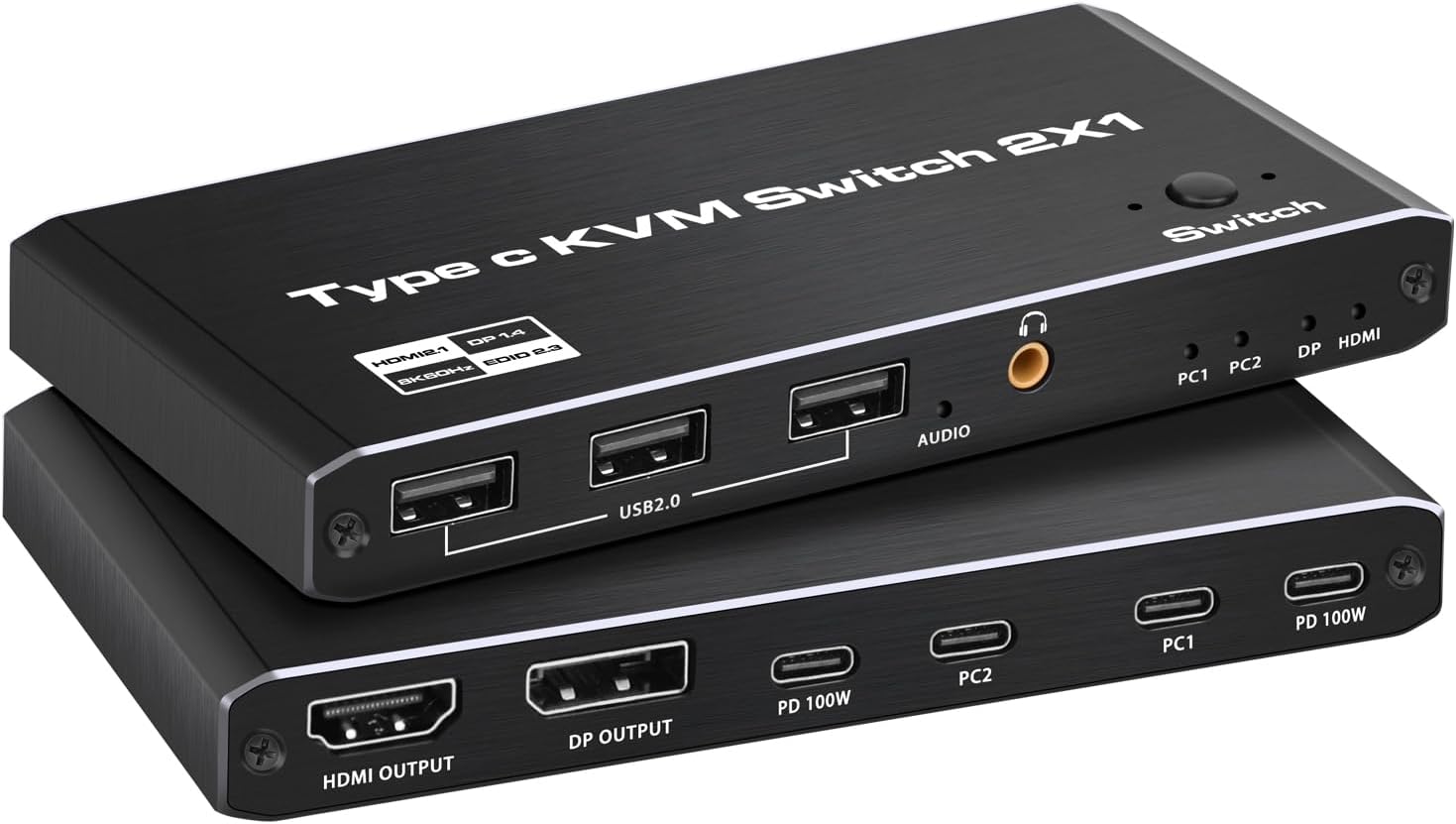 Amazon.com: USB-C KVM Switch, 2 Port Type-C KVM Switch USB-C KVM Switch ...