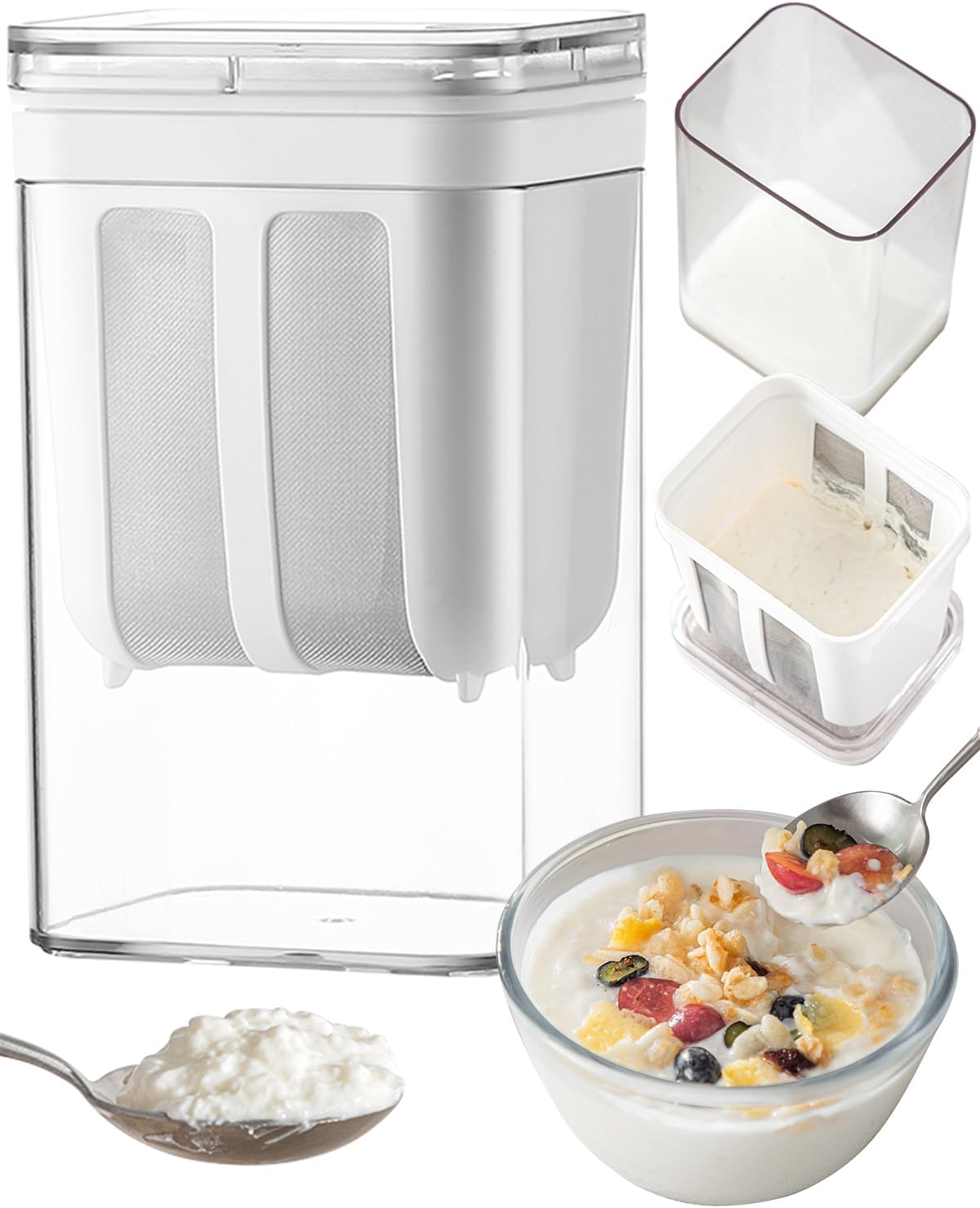 Amazon.com: HOIRIX Fine Mesh Greek Yogurt Strainer - 1100ML Reusable Small Strainer for Thick ...